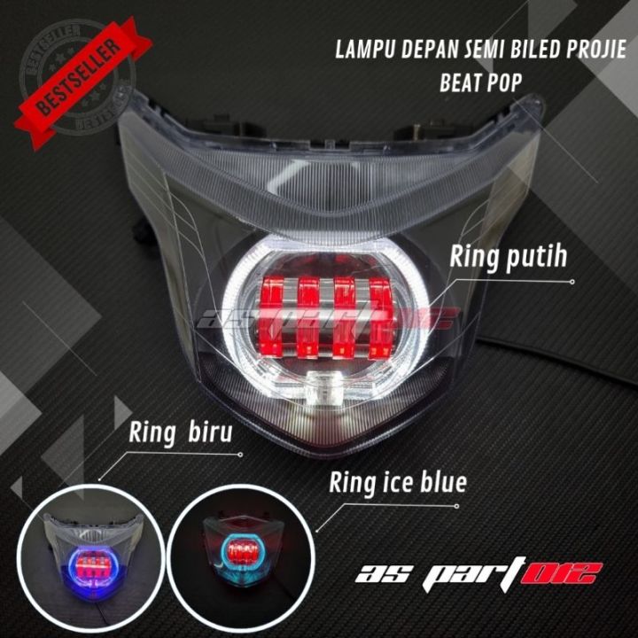 REFLEKTOR LAMPU DEPAN BEAT POP DAYMAKER SEMI BILED PROJIE LED / LAMPU ...
