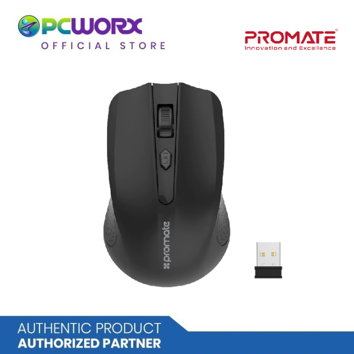 Promate Clix-8 2.4GHz Ergonomic Wireless Optical Mouse Black | Wireless ...