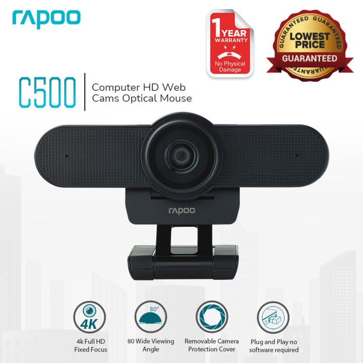Rapoo C500 HD Webcam 4K FHD 2160P With 80° Wide Angle Fixed Focus Web ...