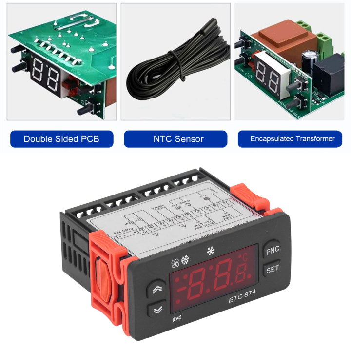 Temperature Controller Fahrenheit Celsius Switchable Digital Display NTC Sensor Thermostat 230V ...