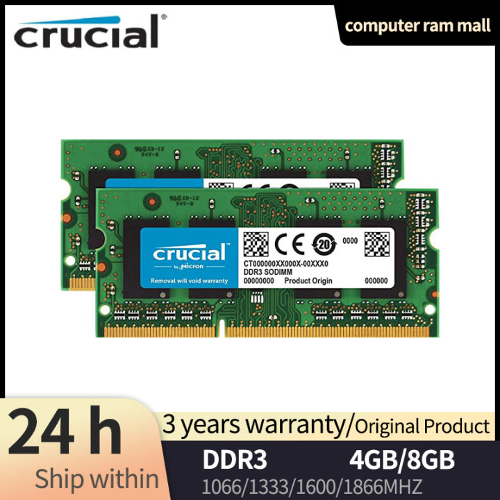 Crucial DDR3 4GB 8GB Laptop Ram 1066mhz 1333mhz 1600Mhz 1866Mhz PC3-8500 10600 12800 14900 DDR3 ...
