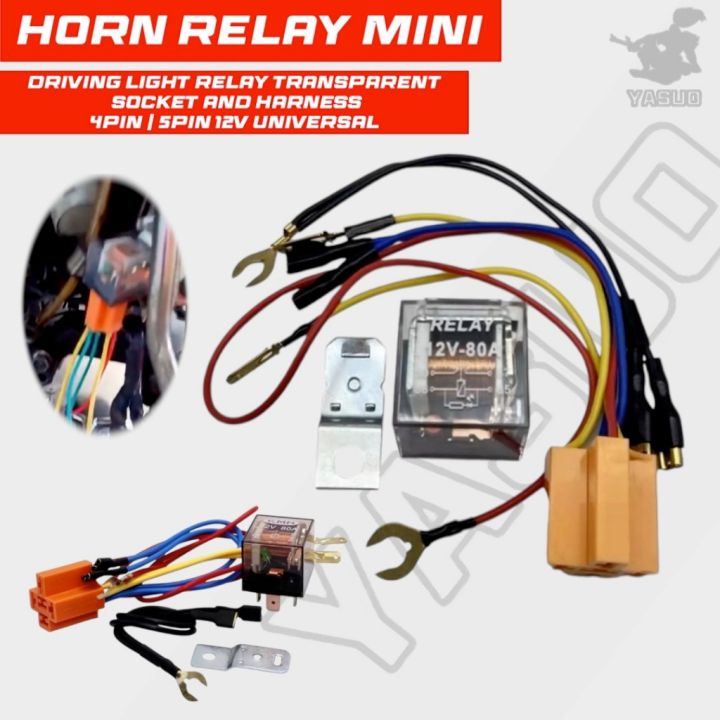 Horn Relay Mini Driving Light Relay Transparent Socket and Harness 4pin ...