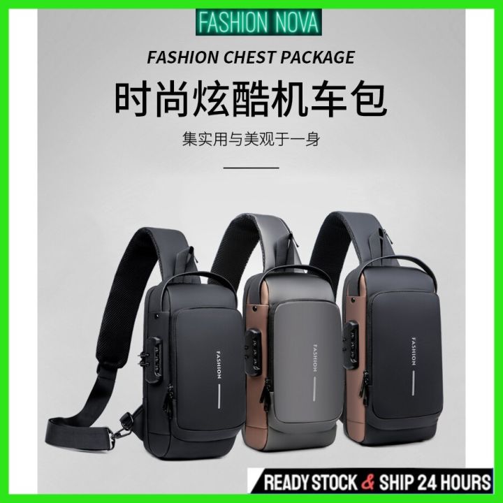 Fashion Nova 🎁 Ready Stock 🌈USB With Combination Lock Push Bag Beg ...