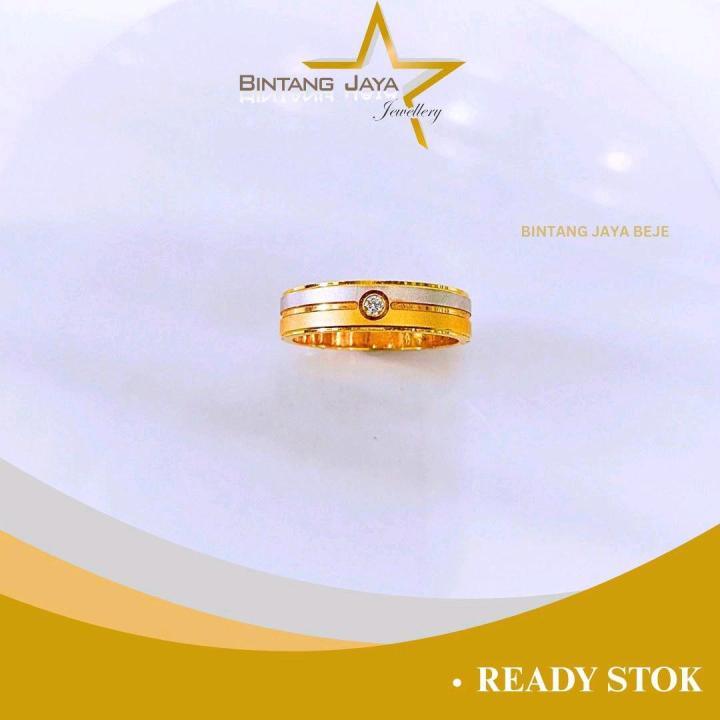 Cincin Emas Asli 1 Biji M Putih Doft Kombinasi Kuning - Kadar (16K ...