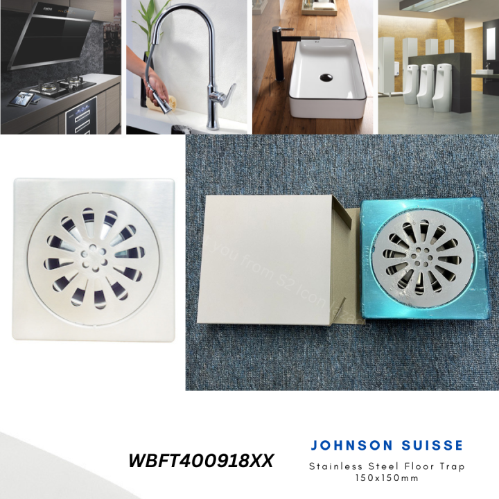 JOHNSON SUISSE WBFT400918XX STAINLESS STEEL 304 FLOOR TRAP WITH ANTI ...