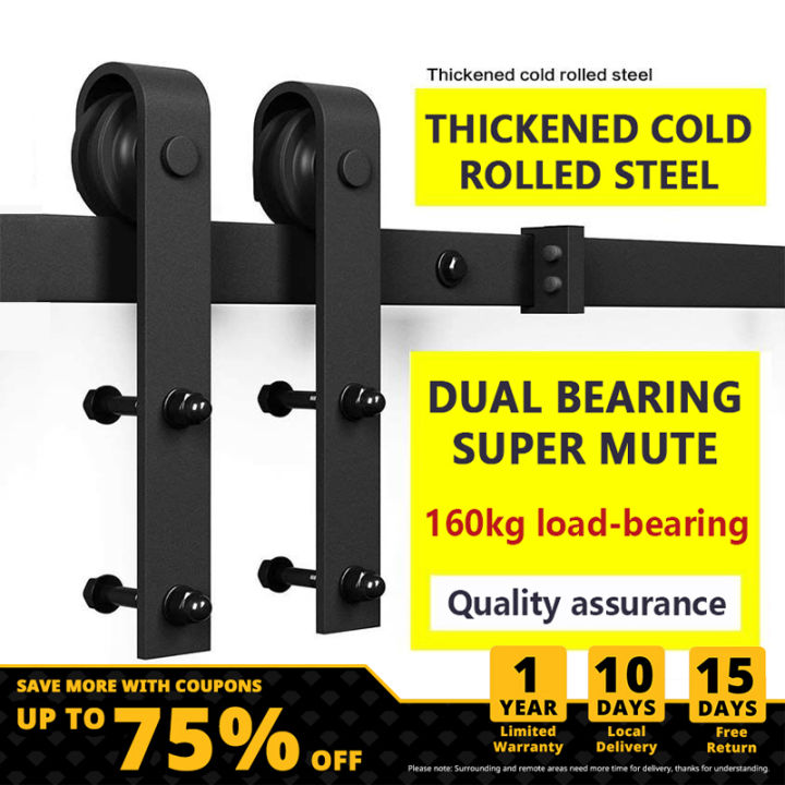 4.9FT/6FT/8FT Carbon Steel Rustic Interior Wood Barn Sliding Door ...