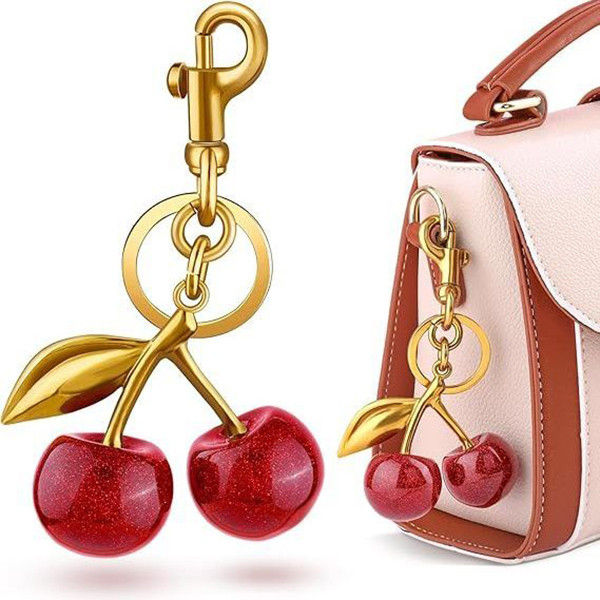 Red Cherry Keychain Cherry Pendant Fashion Keychain Glitter Exquisite ...