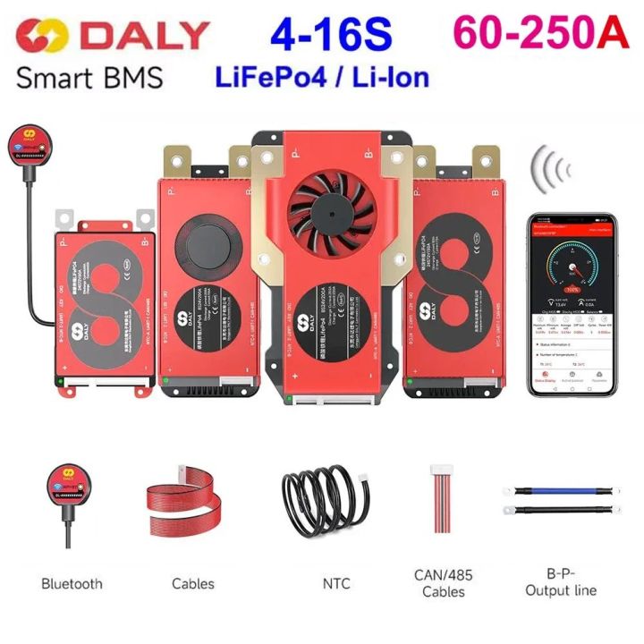 Daly Smart BMS LiFePo4 Li-Ion 18650 Battery 16S 48V BMS 3S 8S 12S 24S 12V 24V 36V 60V 30A 60A ...