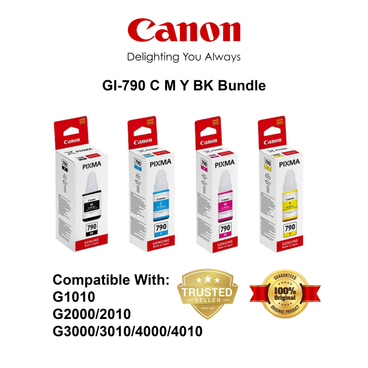 Canon GI-790 Printer Ink Cartridges C M Y BK G1010/2000/2010/3000/3010 ...
