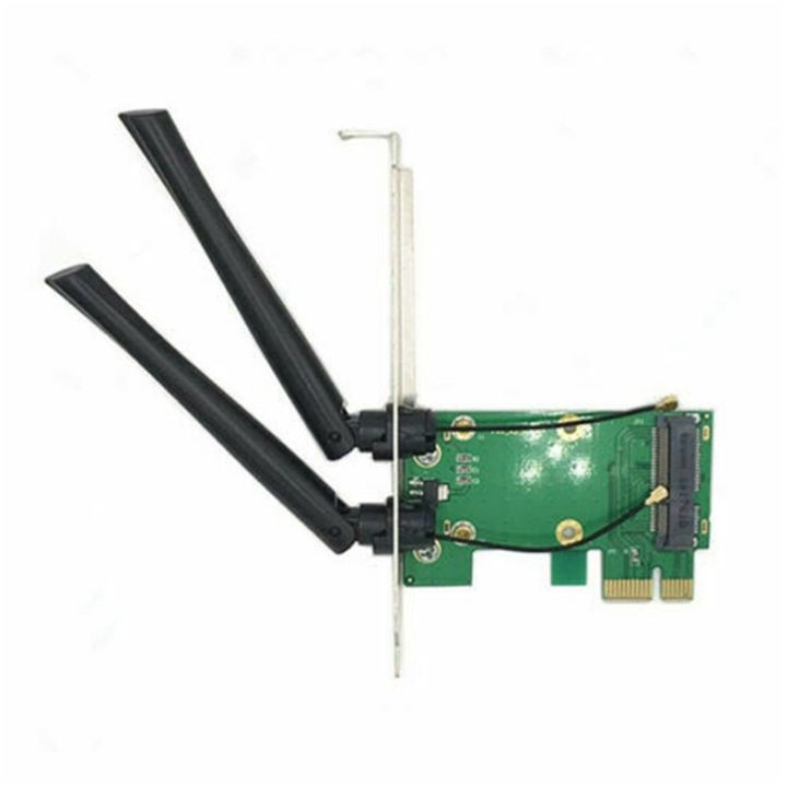 WiFi Mini PCI-E Express to PCI-E Adapter with 2 Antenna External for PC ...