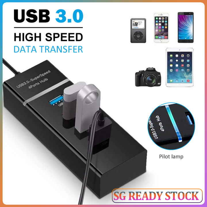 [sg Stock] Usb Hub 4 Ports Usb 3 0 Hub Splitter 5gbps High Speed Multi