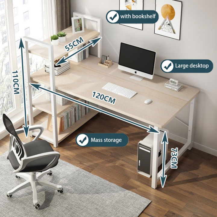 BMZAR Office Desk Study Table with Book Shelf Computer Desk Writing ...