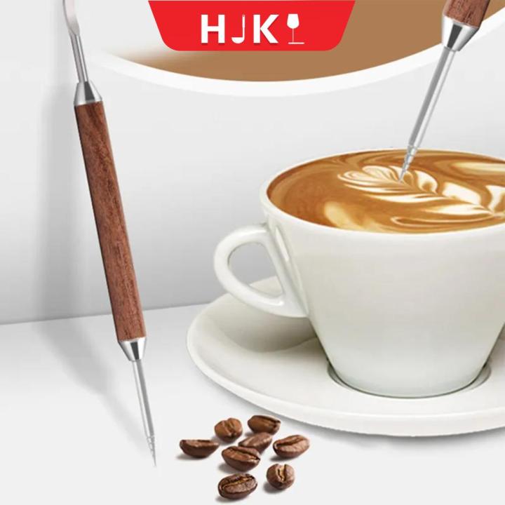 HJKL เหล็กไร้สนิม เข็มศิลปะกาแฟ พร้อมที่จับไม้ พร้อมกล่องใส่ อุปกรณ์ ...