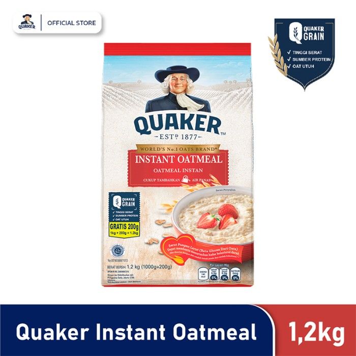 Quaker Oat kemasan jumbo 1200gr Quaker Instant Oatmeal 1.2 Kg | Lazada ...