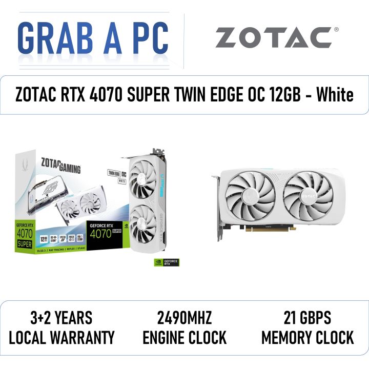 ZOTAC GAMING GeForce RTX 4070 SUPER TWIN EDGE OC WHITE Edition 12GB ...
