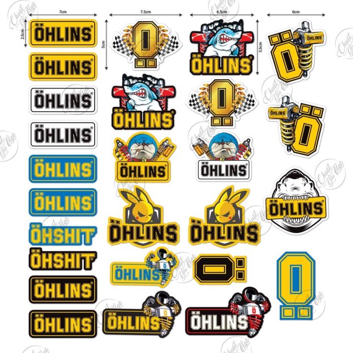 [HCM]Combo 25 hình tem dán decal chống nước logo Ohlins trang trí dán ...