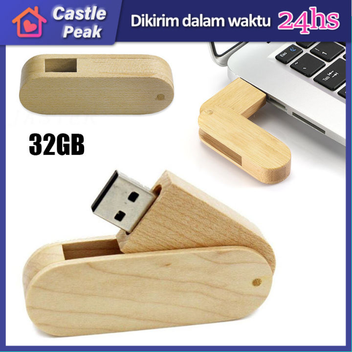 Flashdisk 16gb kayu oval putar dan kotak kayu | Lazada Indonesia