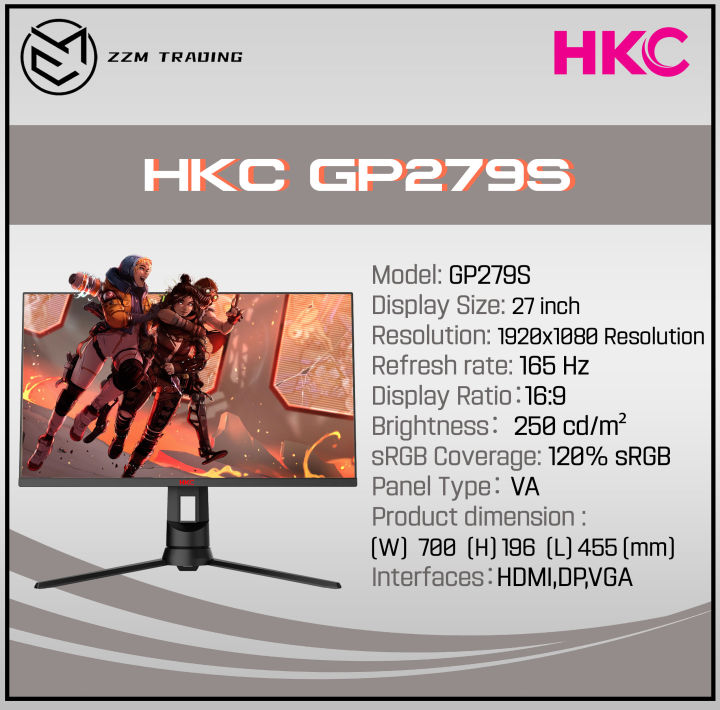 HKC GP279S 27'' 165hz FULL HD Gaming monitor ZZM TRADING | Lazada PH