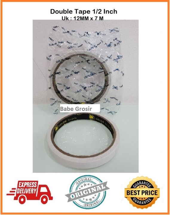 DOUBLE TAPE 1/2 INCH 12MM X 7 METER / DOUBLE TAPE SETENGAH INCH ...
