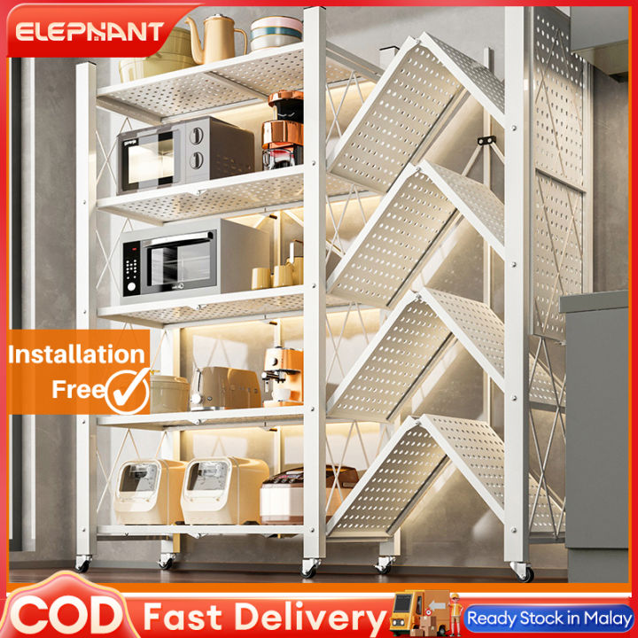 3/4/5Tier Foldable Storage Rack Rak Dapur Kitchen Rack Rak Besi ...
