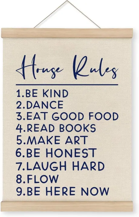 1 Piece MAQIKA House Rules Be Kind Poster with Wood Frame, Trendy ...