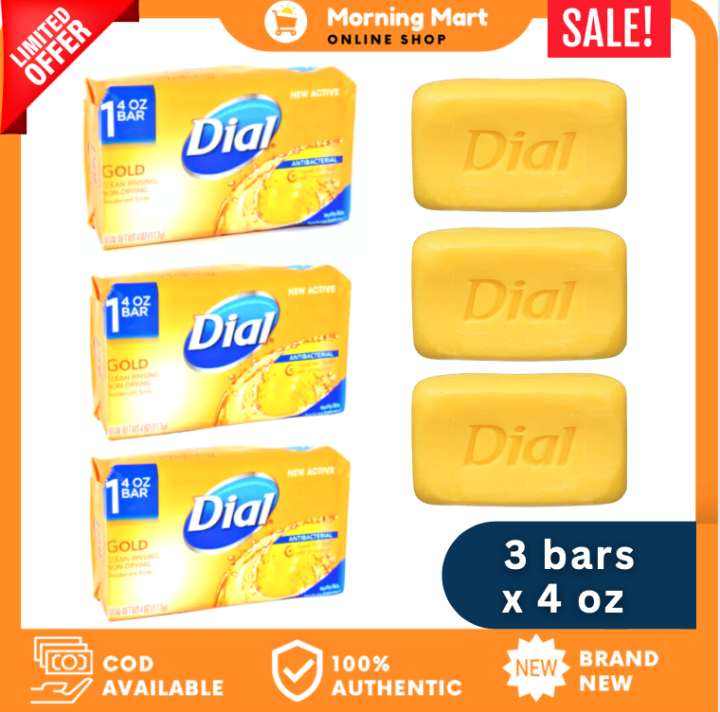 Dial Antibacterial Deodorant Bars Soap Gold (4oz) | 1 bar | 3 bars ...