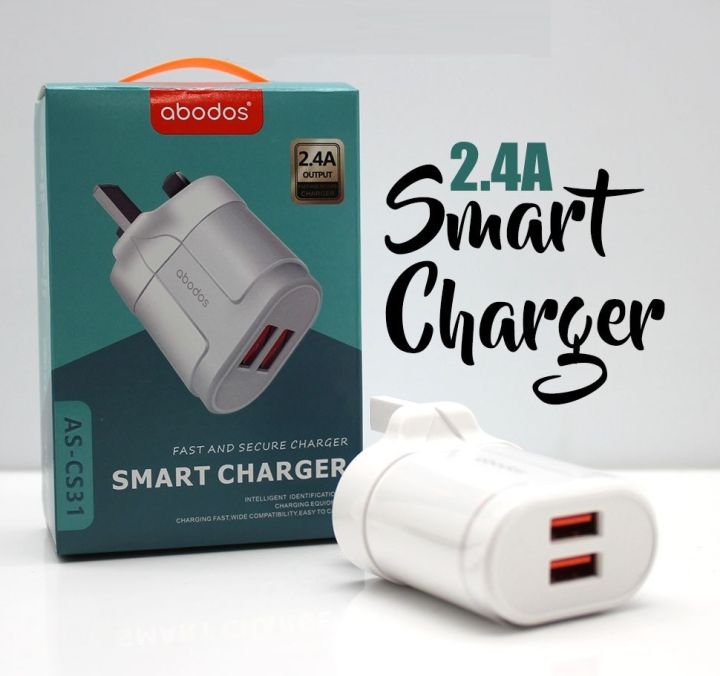 Original Abodos Charger Dual USB Fast Charging Adapter With Cable ...