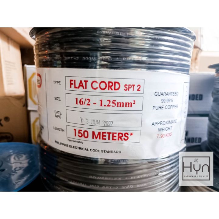 Flat Cord 16/2 Black & White 1.25 MM 150 meters per roll | Lazada PH