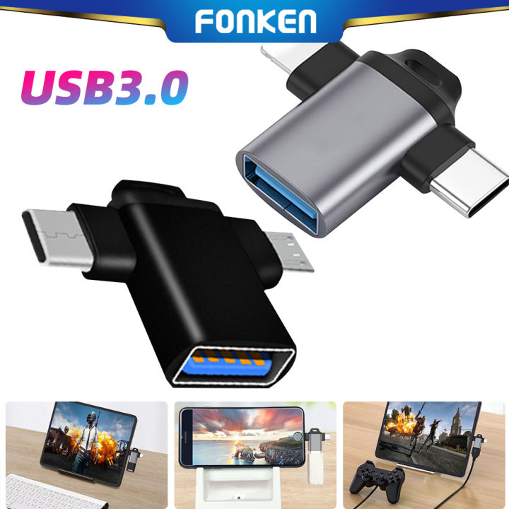 Fonken 2 In 1 OTG Adapter Micro USB/Type C/iOS Male To USB 3.0 Female ... Fonken 2 In 1 OTG Adapter Micro USB/Type C/iOS Male To USB 3.0 Female ...