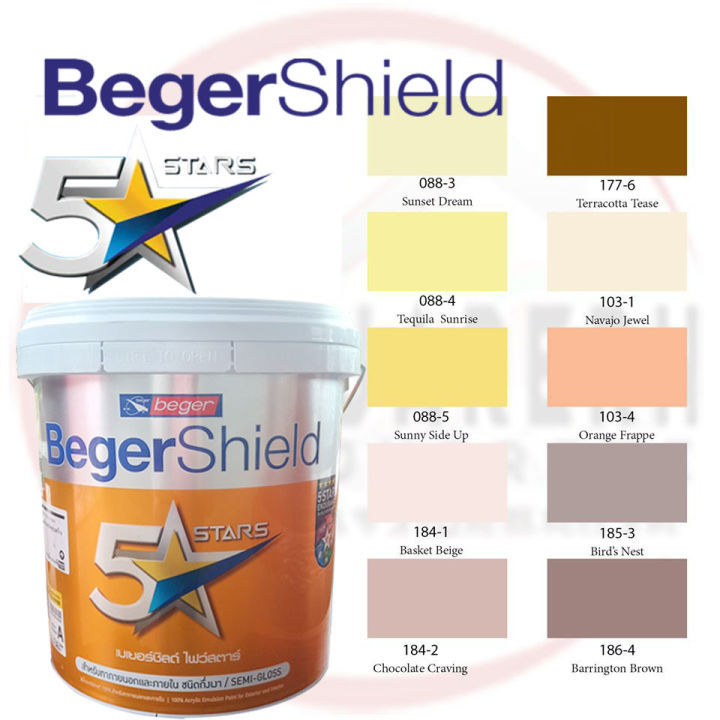 BegerShield 5 Starsชนิดกึ่งเงา9L.ทาได้ทั้งภายนอกและภายใน | Lazada.co.th