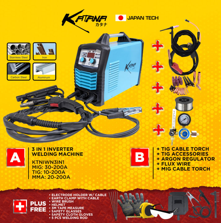 KATANA Japan Tech 3 in 1 Industrial Portable Inverter Welding Machine ...