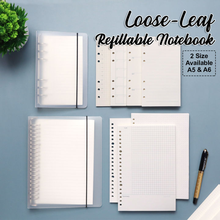 VC Art A5 / A6 Loose Leaf Ring Binder Notebook Refillable Blank/Line ...