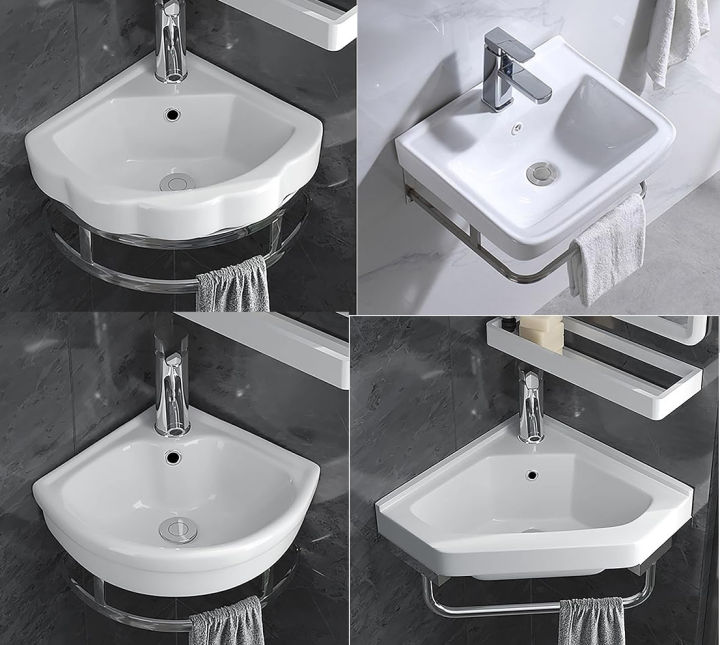 Wall hang basin with stainless bracket / Corner Basin / Hanging Basin ...