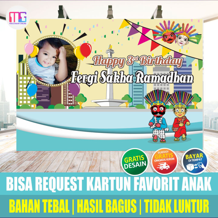 Cetak Banner Spanduk Ulang Tahun Ultah Anak tema karakter Ondel-ondel ...