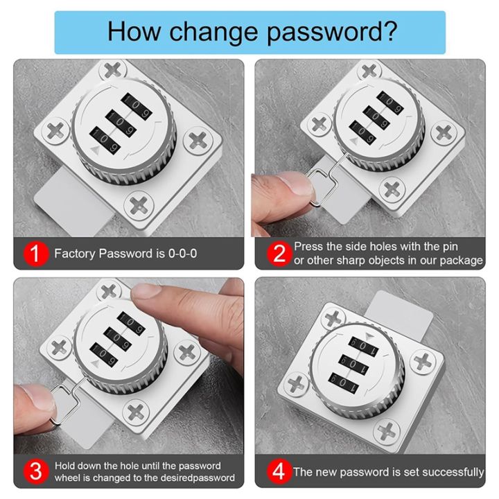 Cabinet Door Latch Keyless Combination Lock Cabinet Mechanical 3-Digit ...