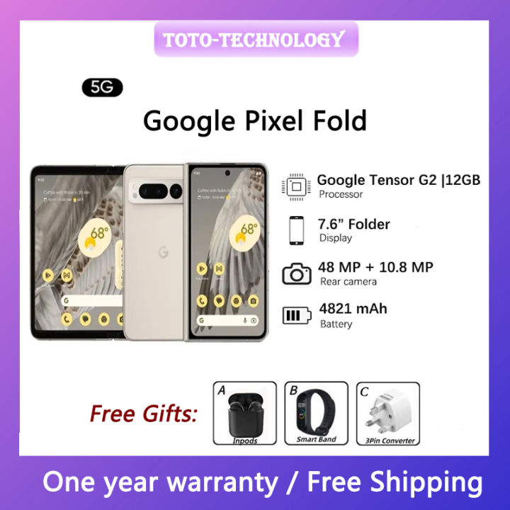 Google Pixel Fold 5G Smartphone Google Tensor G2 120Hz Foldable OLED Display 48MP Triple Cameras ...
