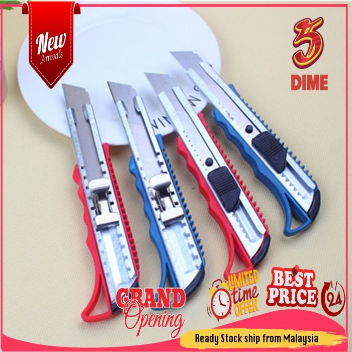 FIVE & DIME Heavy Duty Utility Knife Cutter 15CM Durable Plastic Handle ...