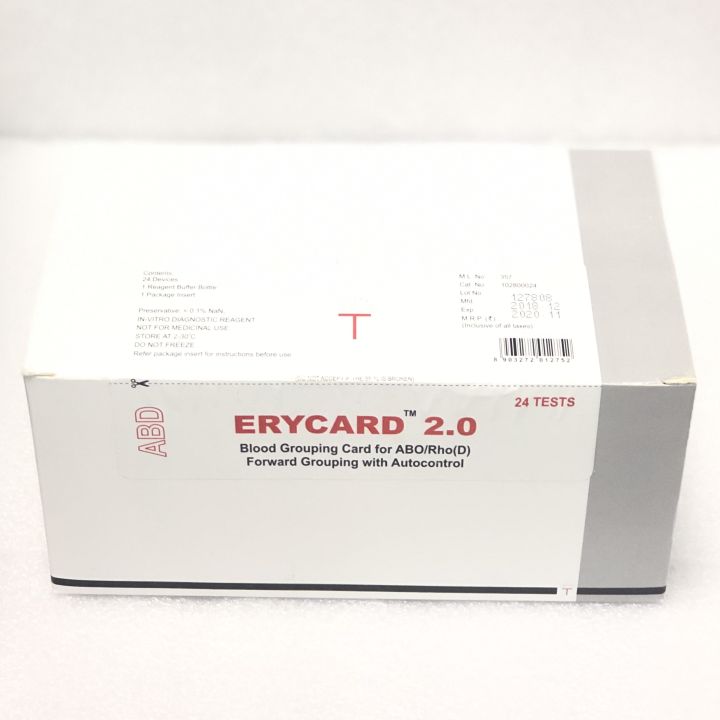 ERYCARD 2.0 Blood Grouping Card for ABO/Rho(D) Forward Grouping with ...
