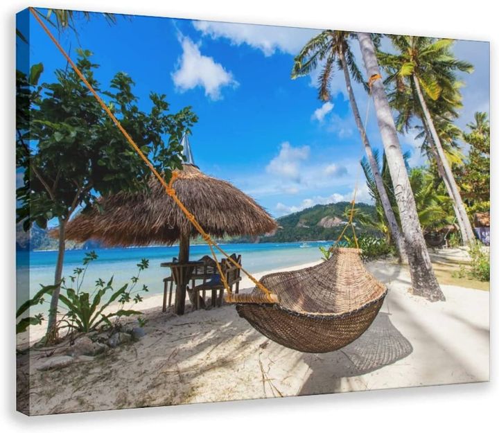 Woven Hammock and Palapa On The Beach of Palawan Island Philippines ...