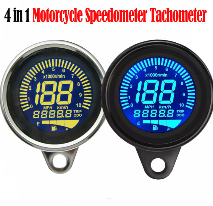 4 in 1 Scooter ATV Meter Fuel Level Meter 7 Colors backlight Motorcycle ...