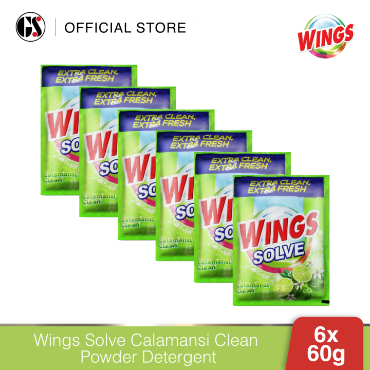Wings Solve Calamansi Clean Powder Detergent 60g (6sachets) | Lazada PH