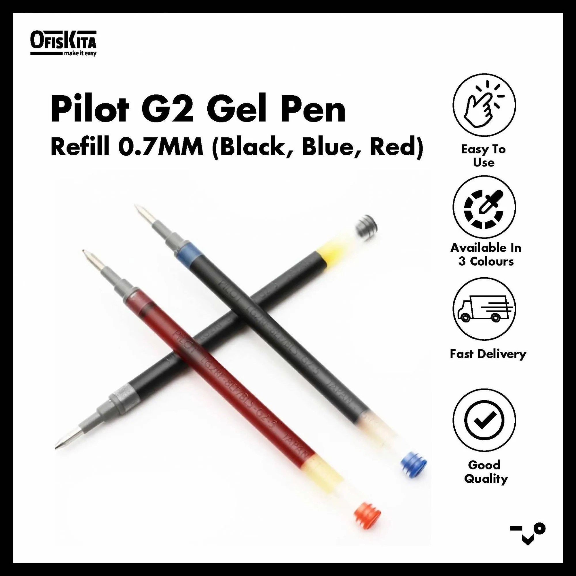 Refill for PILOT G2 Gel Ink - Red/Blue/Black - (0.5/0.7/1.0) | Lazada