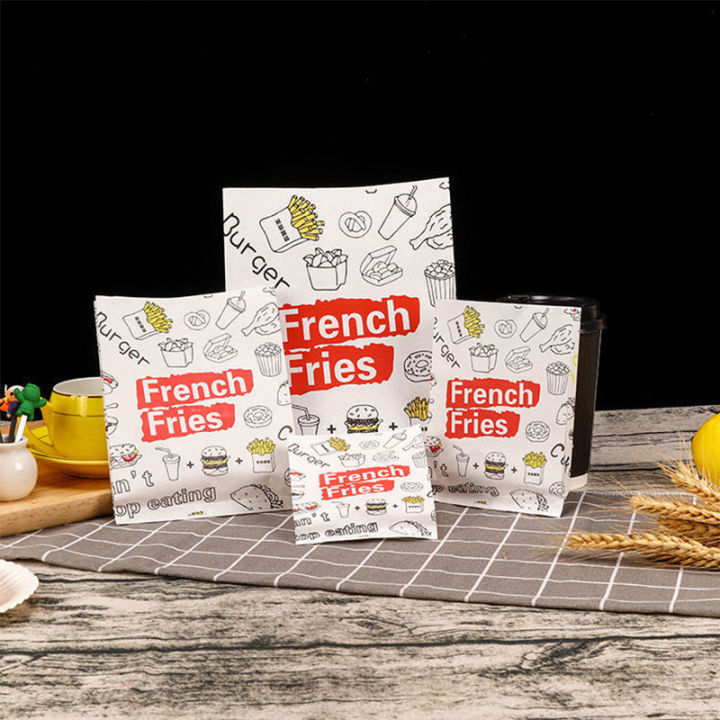 100pcs Greaseproof Paper Pouch Food Paper Bag Disposable For Donut
