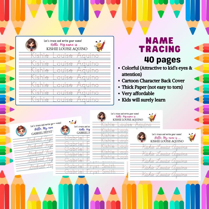 TRACING PADS NAME ALPHABET NUMBERS LINES & SHAPES WORKSHEET PAD 40 ...