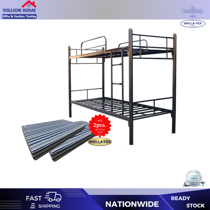 WILLY DOUBLE DECK METAL BED FRAME POWDER COATED METAL BED FRAME WITH 2 ...