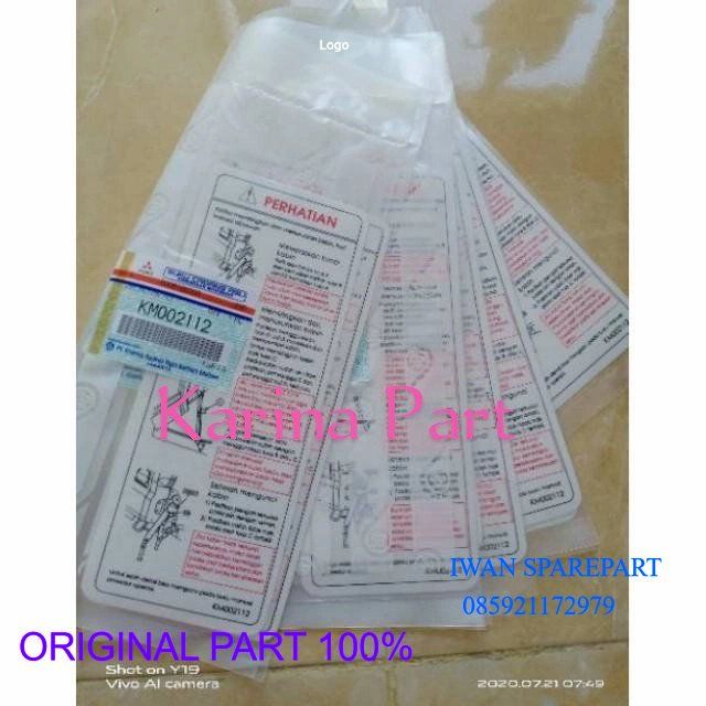 sticker Label Intruksi buka kabin Canter Original Mitsubishi KM002112 ...