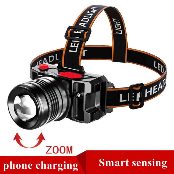 Outdoor Super Bright Led Head Lamp Flashlight USB Rechargeable Headlamp ...