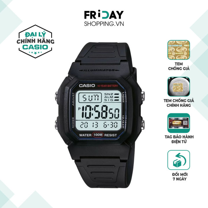 Đồng hồ Casio nam điện tử W-800H-1AVDF dây cao su chính hãng | Lazada.vn