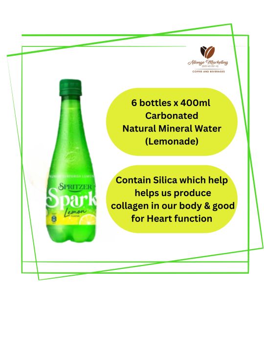 SPRITZER SPARKLING MINERAL WATER LEMON 6 X 400ml (Allonge Marketing) | Lazada