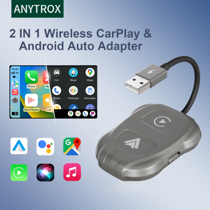ANYTROX Wireless Apple CarPlay Android Auto Wireless Adapter 2-in-1 ...